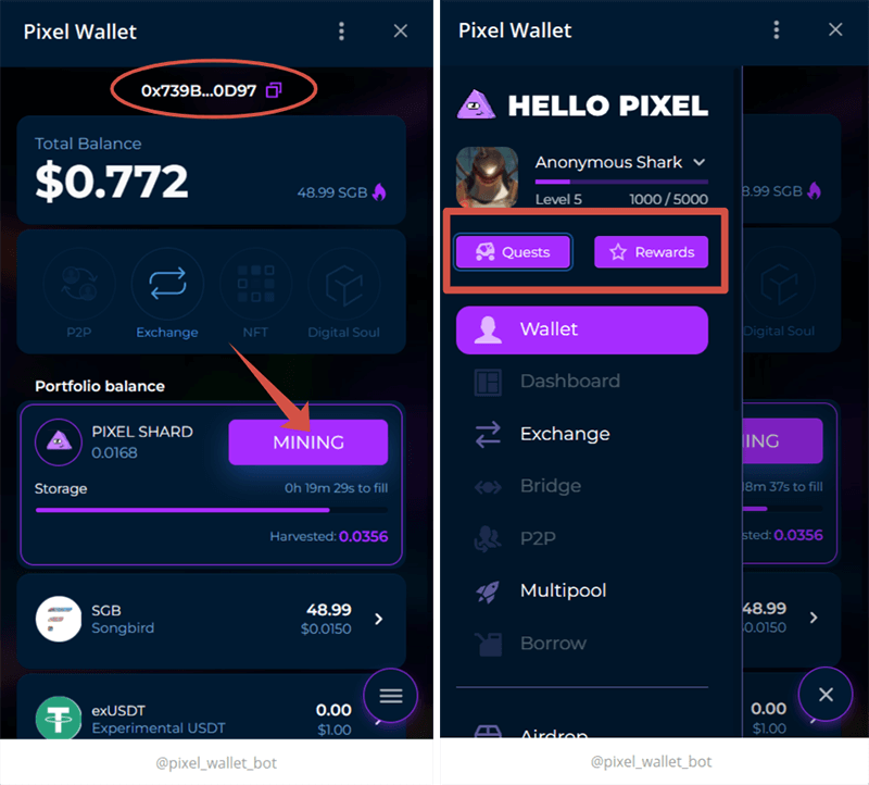 Pixel Wallet — майним токены PXLs в телеграме и ждем аирдроп!
